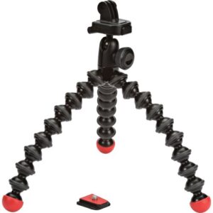 joby gorillapod action video tripod (black and red)- a strong, flexible, lightweight tripod for gopro hero6 black, gopro hero5 black, gopro hero5 session, contour and sony action cam