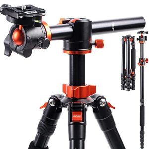 k&f concept 67 inch camera tripod horizontal aluminum tripods portable monopod with 360 degree ball head quick release plate for dslr cameras t255a4+bh-28l (tm2515t1)