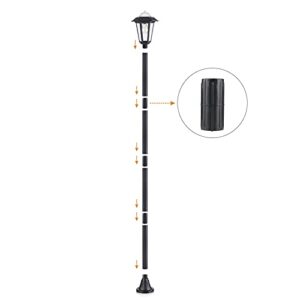 Kemeco Solar Lamp Post Light ST6261SS4 LED 2 Modes Exterior Solar Street Light for Outdoor Garden Landscape Decor Pathway Patio Lawn Yard (Lamp with Post)