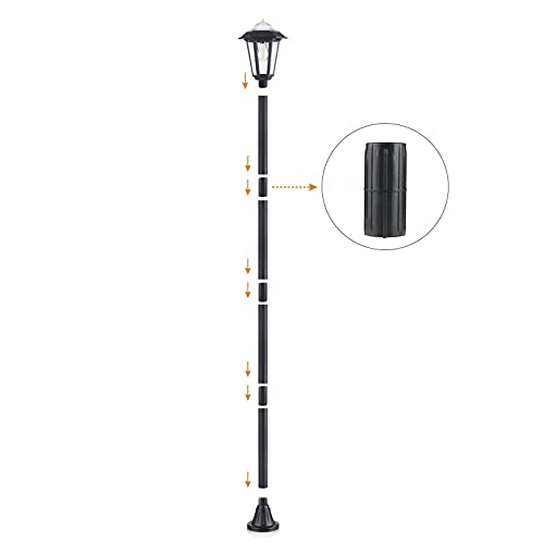 Kemeco Solar Lamp Post Light ST6261SS4 LED 2 Modes Exterior Solar Street Light for Outdoor Garden Landscape Decor Pathway Patio Lawn Yard (Lamp with Post)