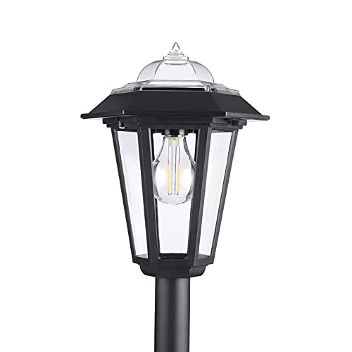 Kemeco Solar Lamp Post Light ST6261SS4 LED 2 Modes Exterior Solar Street Light for Outdoor Garden Landscape Decor Pathway Patio Lawn Yard (Lamp with Post)