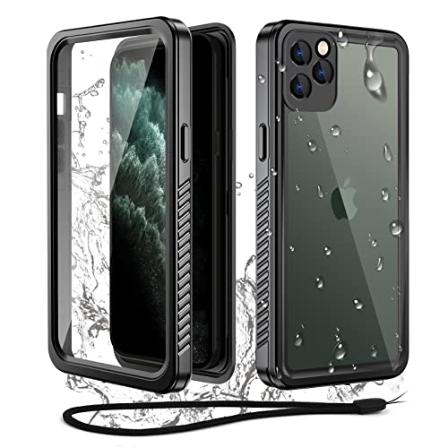 WIFORT iPhone 11 Pro Waterproof Case Built-in Screen Protector Water Resistant Cover Protective Drop Protection Hard, Shockproof Full Body Defender Tough Military Grade - 5.8" Black