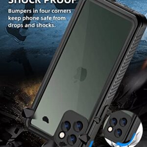 WIFORT iPhone 11 Pro Waterproof Case Built-in Screen Protector Water Resistant Cover Protective Drop Protection Hard, Shockproof Full Body Defender Tough Military Grade - 5.8" Black