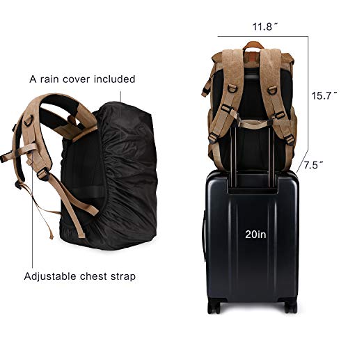 Camera Backpack, BAGSMAR DSLR Camera Bag Backpack, Waterproof Camera Backpacks for Photographers, Anti-Theft Photography Backpack with 15 Inch Laptop Compartment & Tripod Holder, Khaki