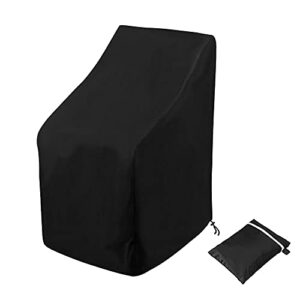 stacking outdoor chair cover waterproof, uranshin outdoor patio furniture covers stacked chairs 210d, lounge chair covers outdoor stack chairs for all weather protection, black, 25″ l x 25″ w x 47”h