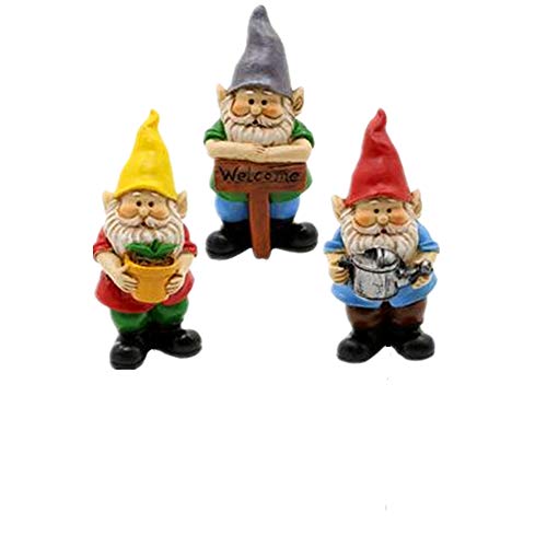 MUAMAX Miniature Gnome Figurines Set of 3 Small Gnomes Sets for Fairy Gardens Gnomes Gifts Gnome Garden Accessories