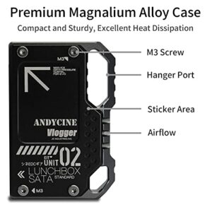 ANDYCINE Lunchbox II Black Magnalium Case for DIY SSD Compatible for Atomos Ninja V,V+, Ninja Flame, Ninja Inferno, and Shogun Inferno Monitors