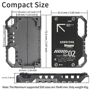 ANDYCINE Lunchbox II Black Magnalium Case for DIY SSD Compatible for Atomos Ninja V,V+, Ninja Flame, Ninja Inferno, and Shogun Inferno Monitors