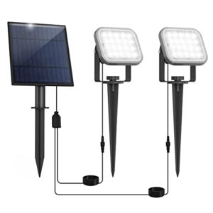 crepow solar spotlights outdoor, 20 led ip65 waterproof solar landscape spotlights, dusk-to-dawn 6000k daylight solar outdoor lights for yard garden driveway porch walkway, 2-in-1