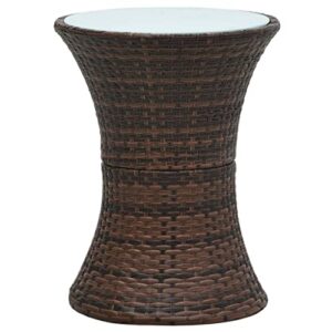 Patio Side Table Outdoor Patio Table - Outside Dining Furniture for Deck,Porch,Balcony,Garden,Backyard and Lawn Drum Shape Brown Poly Rattan