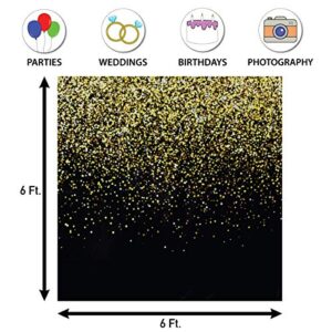 Black and Gold Photo Booth Backdrop - Perfect Party Decoration for Graduation, Birthday, Christmas, New Years Eve, Bachelorette, Weddings, Prom | Gatsby Photo Booth | Measures 6ft x 6ft