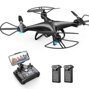 holy stone hs110d fpv rc drone with 1080p hd camera live video 120 wide angle wifi quadcopter with gravity sensor, voice control, gesture control, altitude hold, headless mode, 3d flip rtf 2 batteries