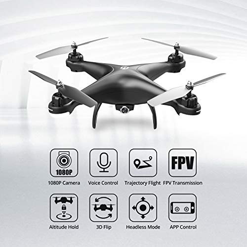 Holy Stone HS110D FPV RC Drone with 1080P HD Camera Live Video 120 Wide Angle WiFi Quadcopter with Gravity Sensor, Voice Control, Gesture Control, Altitude Hold, Headless Mode, 3D Flip RTF 2 Batteries