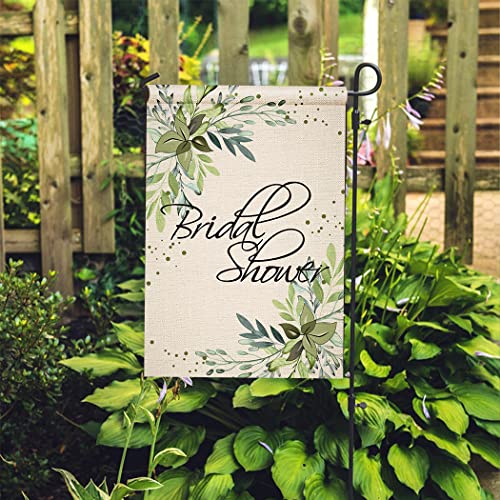 chengxun Bridal Shower Garden Flag Double Sided 12.5*18 Inch, Eucalyptus Floral Rustic Greenery Yard Outdoor Decoration Flag