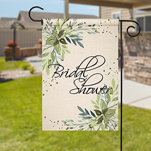 chengxun Bridal Shower Garden Flag Double Sided 12.5*18 Inch, Eucalyptus Floral Rustic Greenery Yard Outdoor Decoration Flag