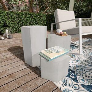 SUNBURY Indoor Outdoor 12" Hexagon Side Table, Concrete End Table Coffee Table, Morden Decor Side Table in Light Grey for Garden, Living Room, Bedroom