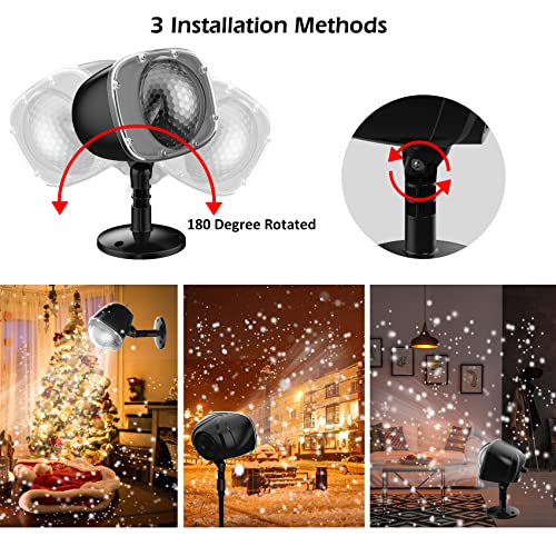 Christmas Snowfall Projector Light, Yokgrass LED Snow Projector Outdoor Holiday Lights IP65 Waterproof with Remote Control Dynamic Falling Snow Effect for Garden, Party, Halloween Landscape Decoration