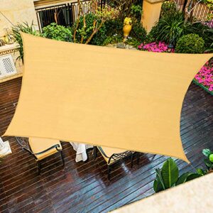 cisvio 8’x10′ sand rectangle sun shade sail canopy uv block awning heavy duty commercial shade sail for patio grade garden backyard