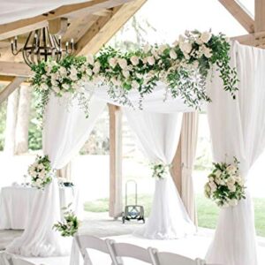 White Backdrop Curtains 10ft x 10ft Chiffon Photo Back Drop Drapes for Wedding Birthday Parties Baby Decorations 2 Panels 5ft x 10ft