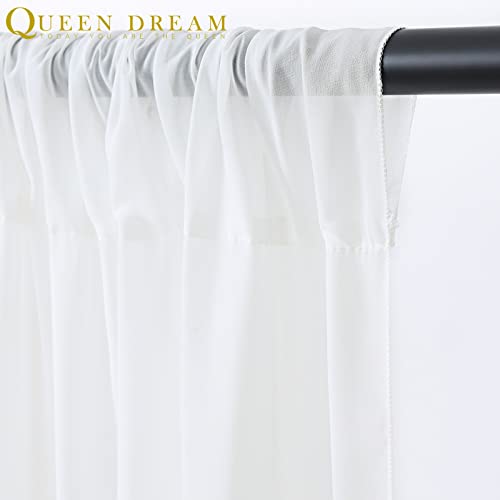 White Backdrop Curtains 10ft x 10ft Chiffon Photo Back Drop Drapes for Wedding Birthday Parties Baby Decorations 2 Panels 5ft x 10ft