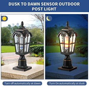 LONEDRUID Dusk to Dawn Outdoor Lamp Post Lights Waterproof Exterior Pole Lantern Lighting Fixtures with 3-Inch Pier Mount Base for Garden Patio Yard Pathway Driveway