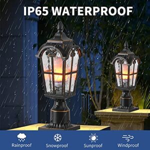 LONEDRUID Dusk to Dawn Outdoor Lamp Post Lights Waterproof Exterior Pole Lantern Lighting Fixtures with 3-Inch Pier Mount Base for Garden Patio Yard Pathway Driveway