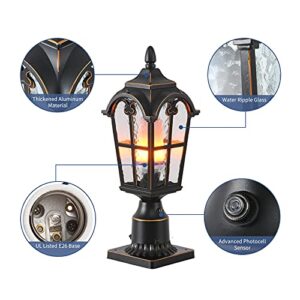 LONEDRUID Dusk to Dawn Outdoor Lamp Post Lights Waterproof Exterior Pole Lantern Lighting Fixtures with 3-Inch Pier Mount Base for Garden Patio Yard Pathway Driveway