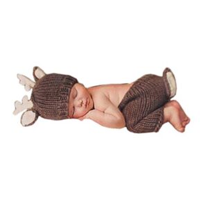 Pinbo® Newborn Baby Photography Prop Crochet Knitted Deer Hat Pants