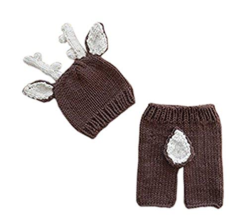 Pinbo® Newborn Baby Photography Prop Crochet Knitted Deer Hat Pants