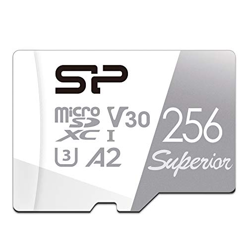 Silicon Power 256GB Superior Micro SDXC UHS-I (U3), V30 4K A2, Compatible with GoPro Hero 9 High Speed MicroSD Card with Adapter