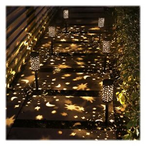 6 pack solar light outdoor garden patio pathway landscape lights yard driveway lawn walkway decoration star moon solar lantern waterproof outside path hanging sidewalk courtyard black