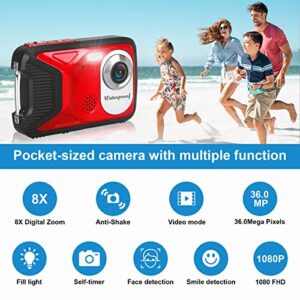 Waterproof Digital Camera HD 1080P 36MP Kids Digital Camera with 32G SD Card Compact Portable Digital Camera,Rechargeable Electronic Mini Vlogging Camera for Kids