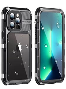 wifort iphone 13 pro waterproof metal case – built-in [screen protector][15ft military grade shockproof][ip68 water proof], full body aluminum protective dropproof cover, 6.1″ black