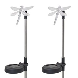 CST Lighting Pack of 2 Solar Color Changing LED Light Lawn Garden Yard Stakes-Dragonfly