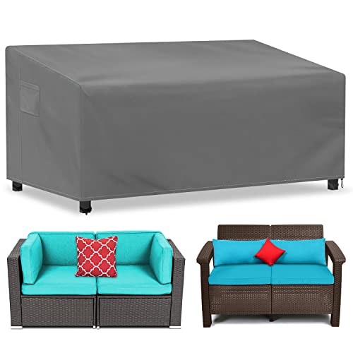 YORIN Outdoor Patio Furniture Covers 600D Heavy Duty 76" x 32.5" x 33" 100% Waterproof Loveseat/3-Seater Couch Cover UV Resistant Outside Couch Sofa Covers with 2 Air Vents, 2 Handles, 4 Buckles