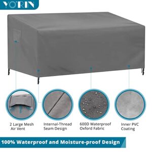 YORIN Outdoor Patio Furniture Covers 600D Heavy Duty 76" x 32.5" x 33" 100% Waterproof Loveseat/3-Seater Couch Cover UV Resistant Outside Couch Sofa Covers with 2 Air Vents, 2 Handles, 4 Buckles