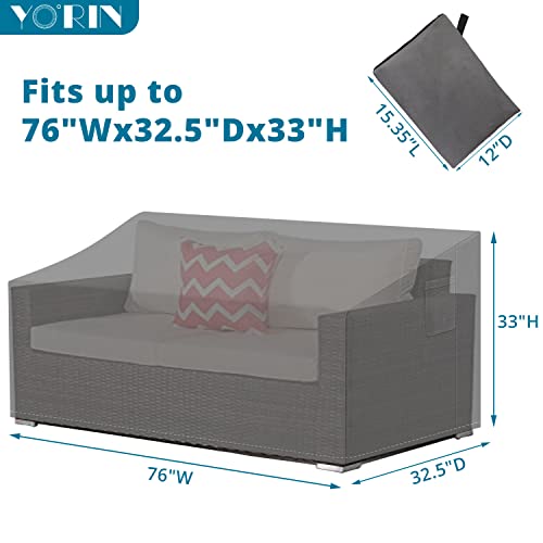 YORIN Outdoor Patio Furniture Covers 600D Heavy Duty 76" x 32.5" x 33" 100% Waterproof Loveseat/3-Seater Couch Cover UV Resistant Outside Couch Sofa Covers with 2 Air Vents, 2 Handles, 4 Buckles