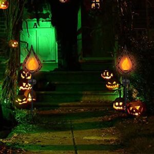 Glintoper 2 Pack Solar Garden Stake Lights Outdoor, Solar Powered Flickering Flame Lights, Dancing Flames LED Landscape Lighting, Halloween Christmas Decorative Torch Art for Yard Walkway Pathway Lawn