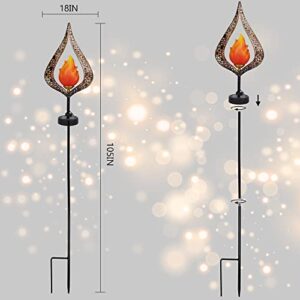 Glintoper 2 Pack Solar Garden Stake Lights Outdoor, Solar Powered Flickering Flame Lights, Dancing Flames LED Landscape Lighting, Halloween Christmas Decorative Torch Art for Yard Walkway Pathway Lawn