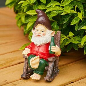 large garden gnome funny figurine statue, adorable figurine lawn ornament dwarf sculpture patio yard landscape porch decoration outside gifts decor 6.1” high 5.3” wide – unique gifts