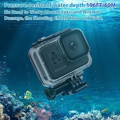 HONGDAK 60M/196FT Waterproof Housing Case for GoPro Hero 8 Black, Protective Underwater Dive Housing Case Shell with Bracket Accessories for Go Pro Hero8 Diving, Surfing, Bicycle, Climbing, Parachute