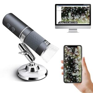 ninyoon 4k wifi microscope for iphone android pc, 50-1000x usb digital microscope wireless super hd endoscope camera compatible with all cellphones ipad android tablet windows mac chrome linux