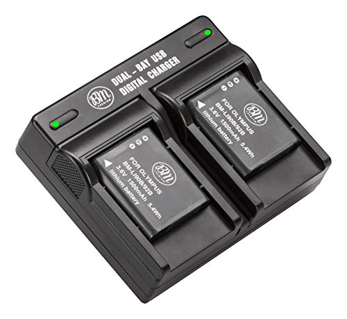 BM Premium 2 LI-90B, LI-92B Batteries and Dual Battery Charger for Olympus Tough TG-6, TG-5, TG-Tracker, Tough SH-1, SH-2, SP100 IHS, Tough TG-1 iHS, TG-2 iHS, TG-3, TG-4, SH-50, SH-60, XZ-2 iHS