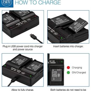 BM Premium 2 LI-90B, LI-92B Batteries and Dual Battery Charger for Olympus Tough TG-6, TG-5, TG-Tracker, Tough SH-1, SH-2, SP100 IHS, Tough TG-1 iHS, TG-2 iHS, TG-3, TG-4, SH-50, SH-60, XZ-2 iHS