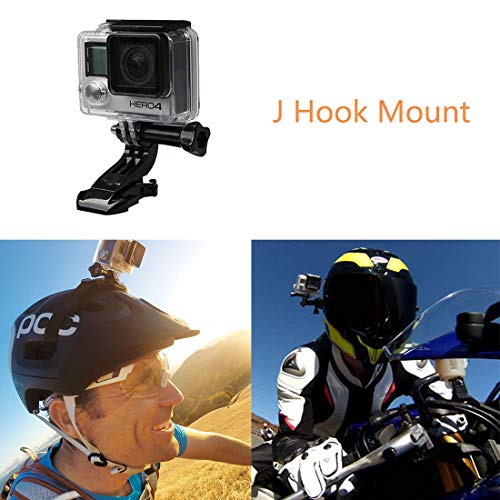 AxPower Motorcycle Helmet Chin Mount Kits for GoPro Hero 4 5 6 7 8 Black/Session, AKASO/Campark/YI Action Camera, with Adhesive Pads and J Hook Mount