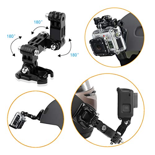 AxPower Motorcycle Helmet Chin Mount Kits for GoPro Hero 4 5 6 7 8 Black/Session, AKASO/Campark/YI Action Camera, with Adhesive Pads and J Hook Mount