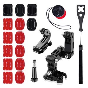 AxPower Motorcycle Helmet Chin Mount Kits for GoPro Hero 4 5 6 7 8 Black/Session, AKASO/Campark/YI Action Camera, with Adhesive Pads and J Hook Mount