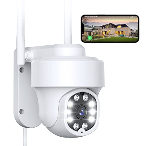 NETVUE Outdoor Security Surveillance Camera- 2.4G WiFi 360° View Pan Tilt Camera, Compatible with Alexa, Two-Way Audio, Color Night Vision, Floodlights, Digital Zoom Camera & Smart Motion Detection