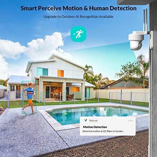 NETVUE Outdoor Security Surveillance Camera- 2.4G WiFi 360° View Pan Tilt Camera, Compatible with Alexa, Two-Way Audio, Color Night Vision, Floodlights, Digital Zoom Camera & Smart Motion Detection