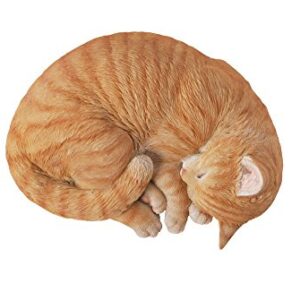 Hi-Line Gift Ltd Lying Cat Sleeping Tabby Statue, Orange